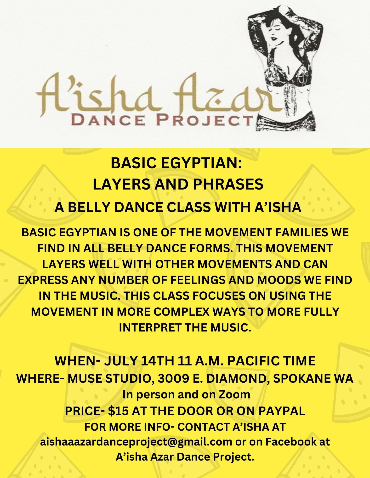 Schedule – A’isha Azar Dance Project